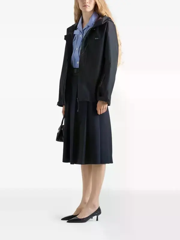 Prada Pleated Buckle-belt Midi Skirt - Blue