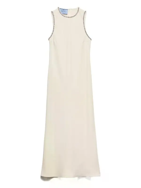 Prada Sablé Crew-neck Midi Dress - Neutrals