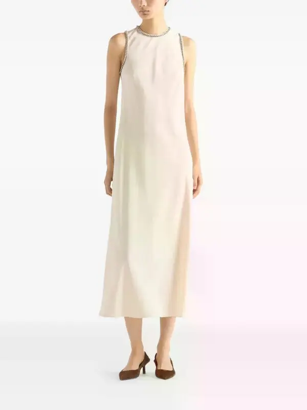 Prada Sablé Crew-neck Midi Dress - Neutrals