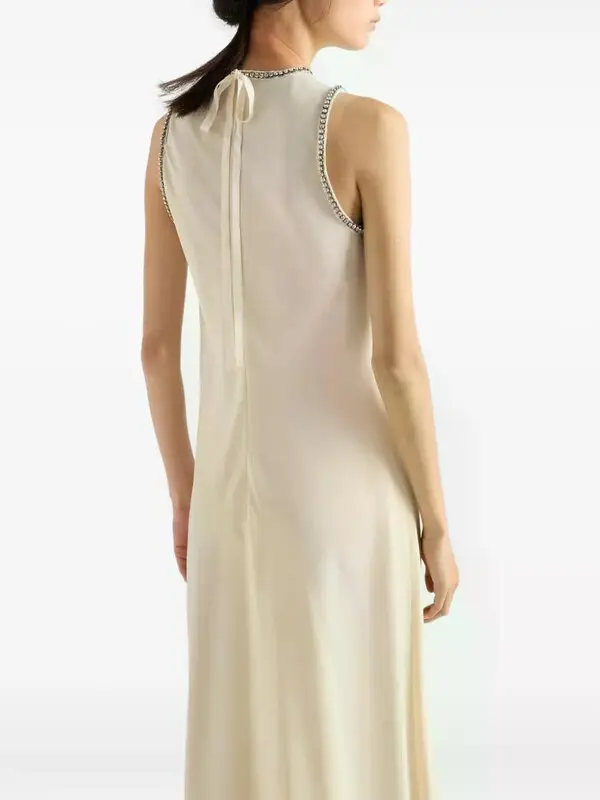 Prada Sablé Crew-neck Midi Dress - Neutrals
