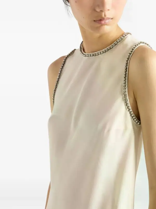 Prada Sablé Crew-neck Midi Dress - Neutrals