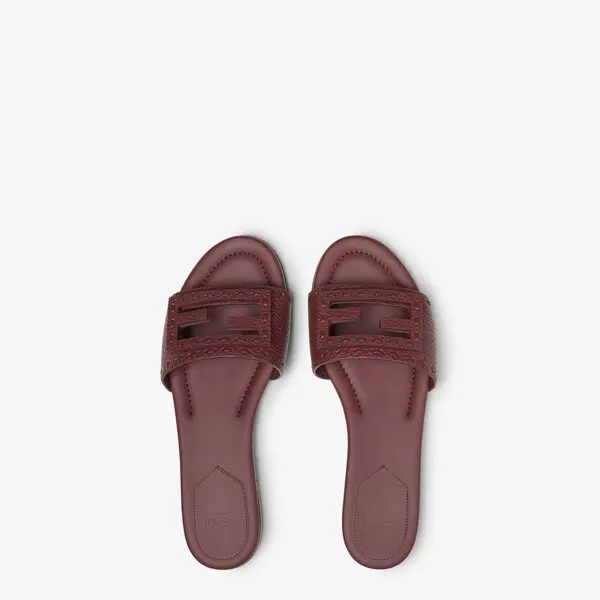 Fendi Baguette Tumbled Leather Slides