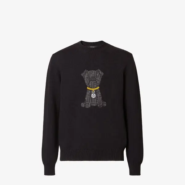 Fendi Ff Jacquard Patch Wool Pullover