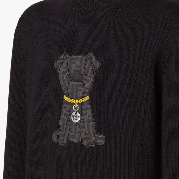 Fendi Ff Jacquard Patch Wool Pullover