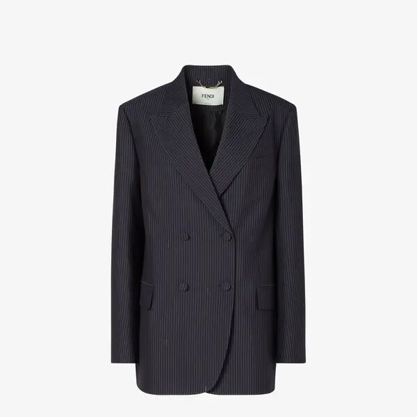 Fendi Double-breasted Pinstripe Wool Blazer