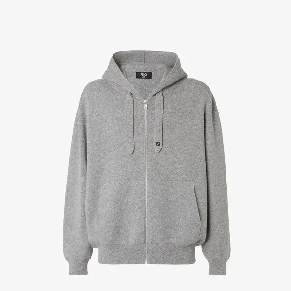 Fendi Cashmere Sweatshirt With Ff Detailing - Grey
