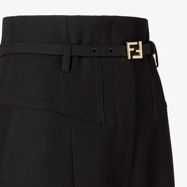 Fendi High-waisted Grain De Poudre Wool Trousers - Black