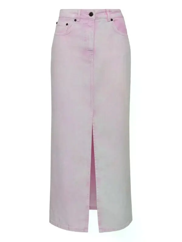 MSGM Denim Maxi Skirt With Slit