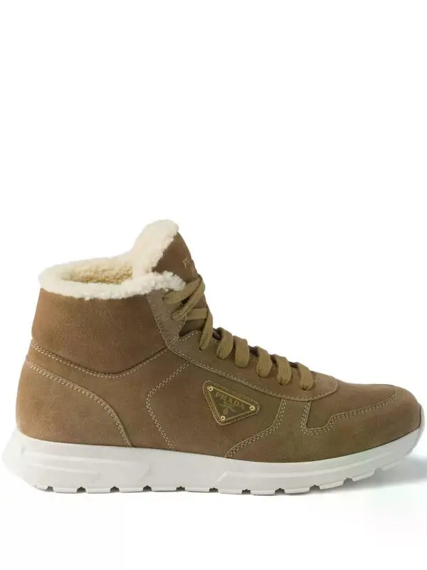 Prada Shearling High-top Sneakers - Brown