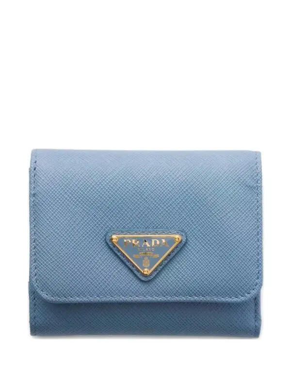 Prada Small Triangle-logo Leather Wallet - Blue