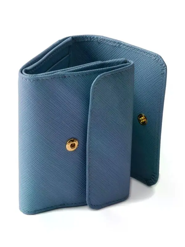 Prada Small Triangle-logo Leather Wallet - Blue