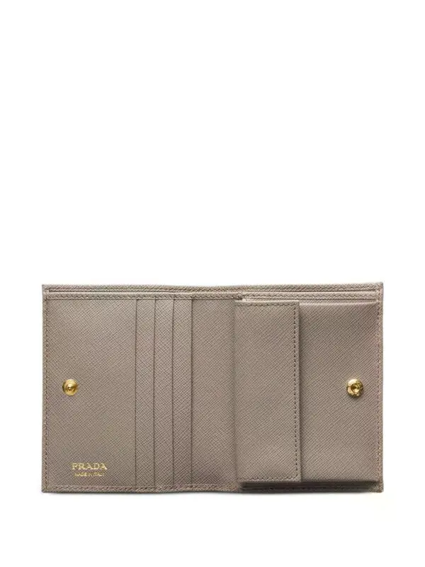 Prada Small Saffiano-leather Wallet - Neutrals