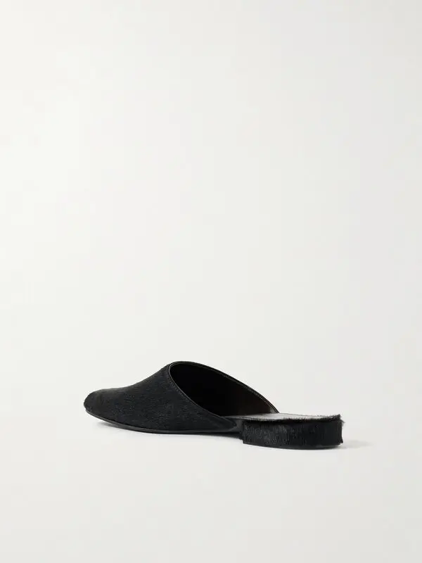 THE ROW Penelope Calf Hair Mules - Black