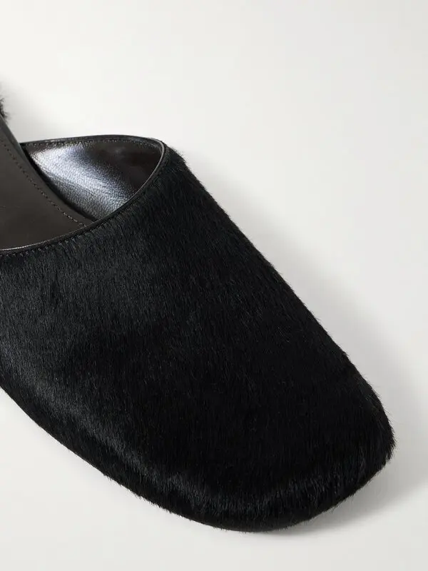 THE ROW Penelope Calf Hair Mules - Black