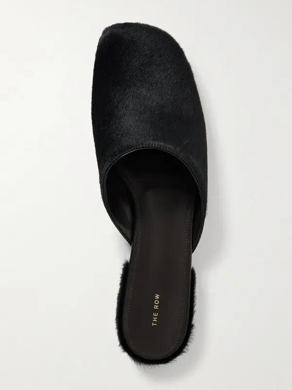 THE ROW Penelope Calf Hair Mules - Black