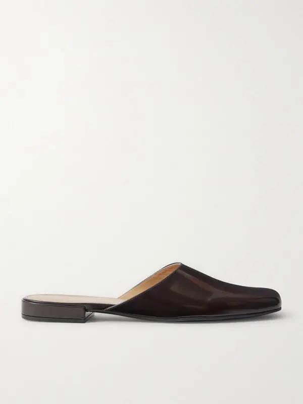 THE ROW Penelope Leather Slip-on Flats - Brown