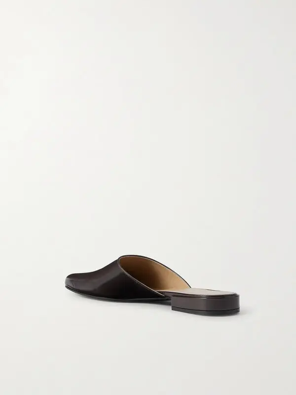 THE ROW Penelope Leather Slip-on Flats - Brown