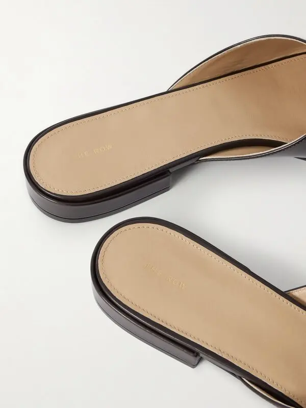 THE ROW Penelope Leather Slip-on Flats - Brown