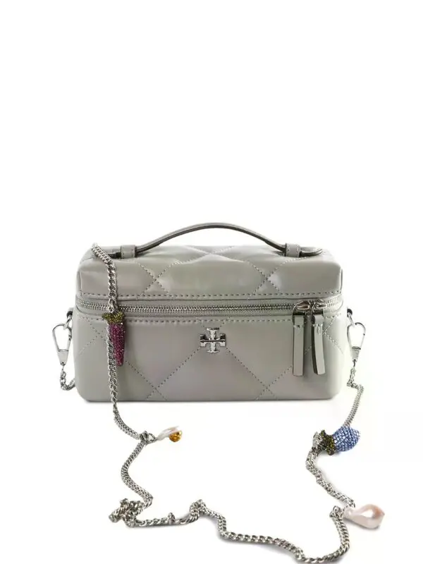 Tory Burch Kira Quilted Embellished Chain Crossbody Bag - Grey