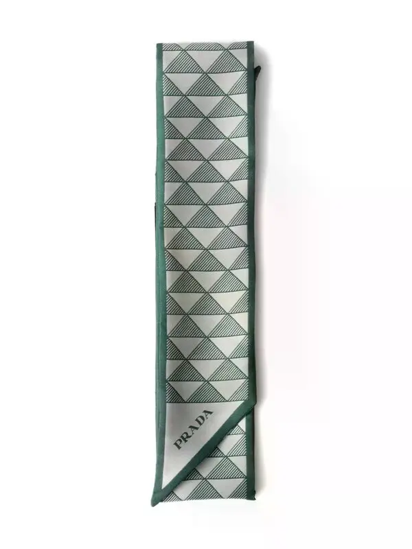 Prada Symbole-pattern Silk Scarf - Green