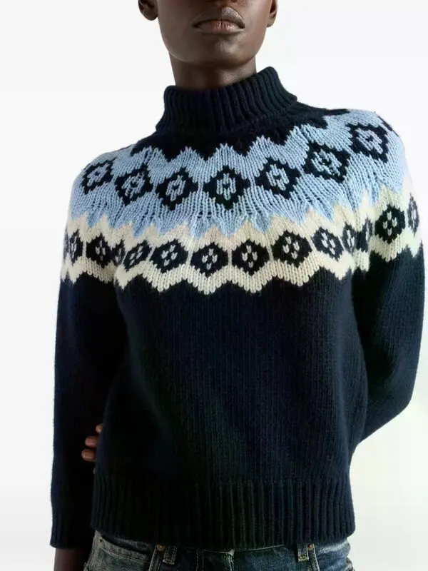 Prada Intarsia Knit Sweater - Blue