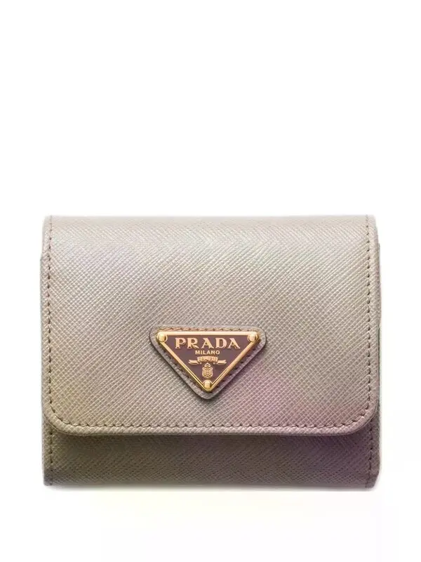 Prada Small Triangle-logo Leather Wallet - Neutrals