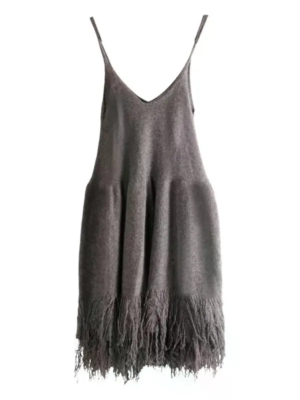 YANGKEHAN Fringed Wool Dress