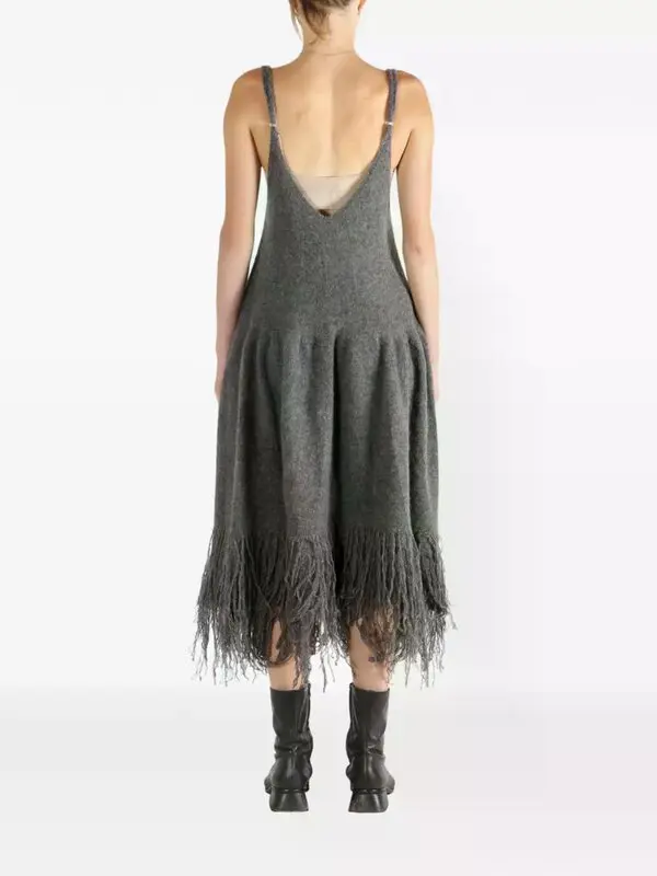 YANGKEHAN Fringed Wool Dress