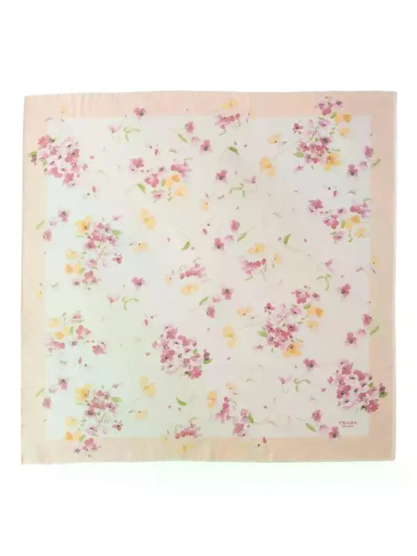 Prada Floral-print Silk Scarf - Neutrals