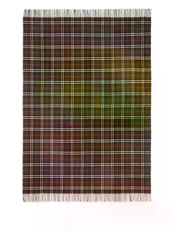 Burberry Check Fringing Cashmere Blanket - Brown