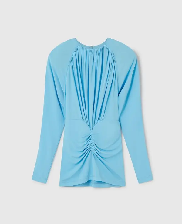 Stella McCartney Pleated Jersey Long-sleeve Midi Dress - New Sky Blue