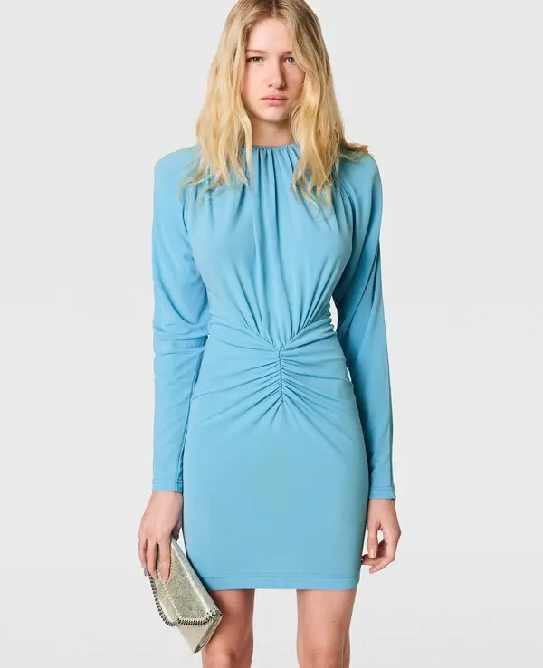 Stella McCartney Pleated Jersey Long-sleeve Midi Dress - New Sky Blue