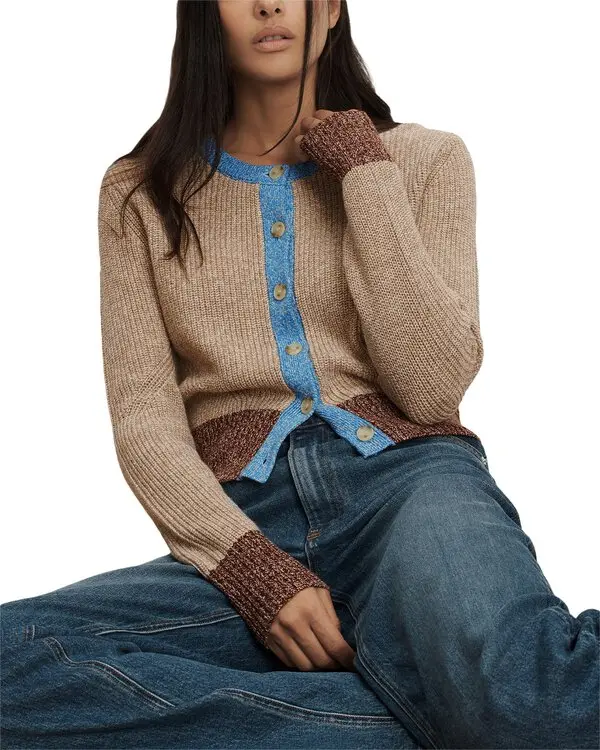 Veronica Beard Ibra Crewneck Cardigan Sweater