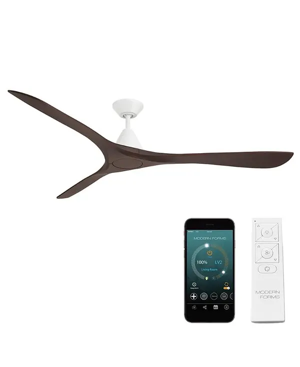 MODERN FORMS Fans Carve 72 In Indoor Or Outdoor Smart Home Ceiling Fan - Matte White/dark Walnut