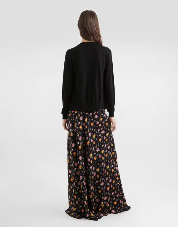 Dolce & Gabbana Rose Bouquets-print Flared Charmeuse Skirt