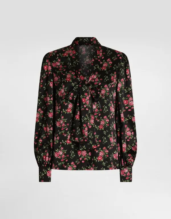 Dolce & Gabbana Rose Bouquet-print Satin Shirt - Multicolor
