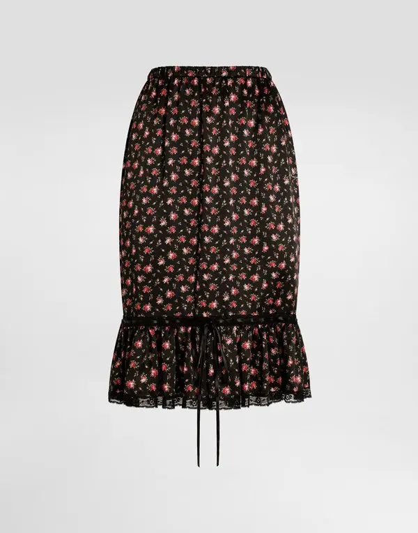 Dolce & Gabbana Rose Print Flounce Skirt - Multicolor