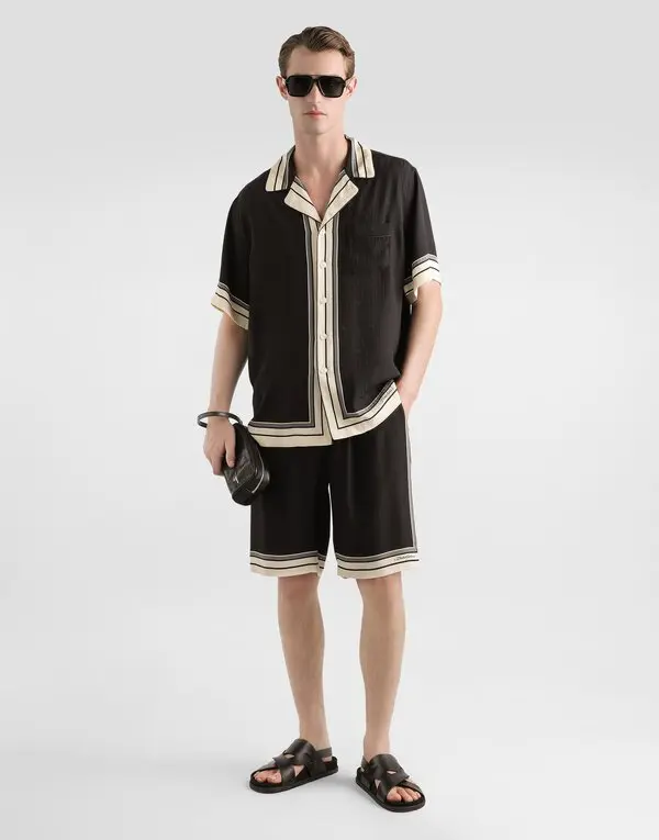 Dolce & Gabbana Logo And Stripe-print Silk Bermuda Shorts - Multicolor