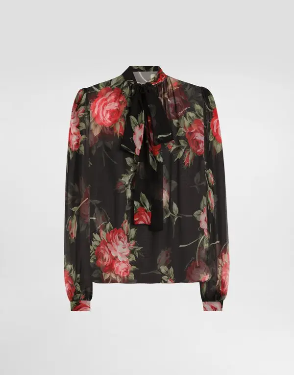 Dolce & Gabbana Rose Bouquet-print Chiffon Top - Multicolor