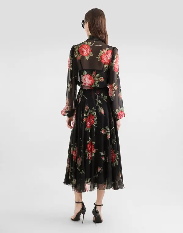 Dolce & Gabbana Rose Bouquet-print Chiffon Top - Multicolor