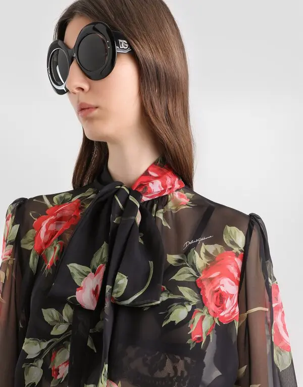 Dolce & Gabbana Rose Bouquet-print Chiffon Top - Multicolor
