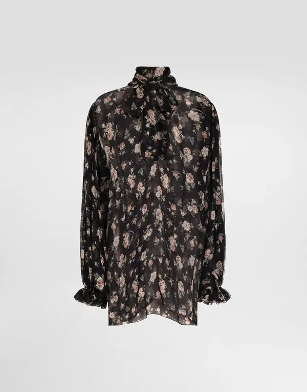 Dolce & Gabbana Vintage Rose-print Chiffon Top