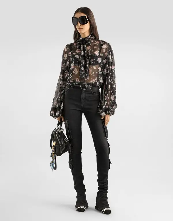 Dolce & Gabbana Vintage Rose-print Chiffon Top