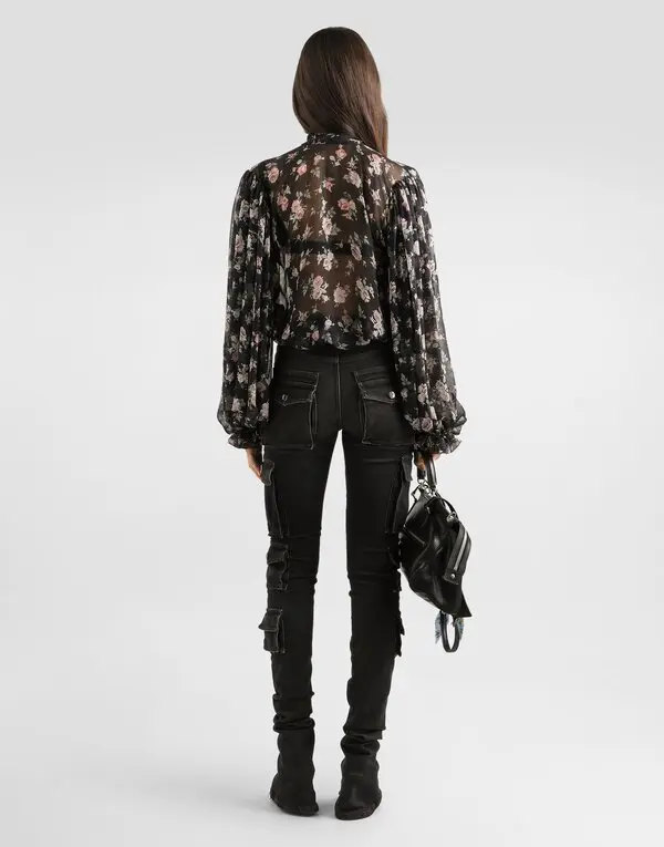Dolce & Gabbana Vintage Rose-print Chiffon Top