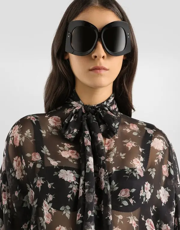 Dolce & Gabbana Vintage Rose-print Chiffon Top