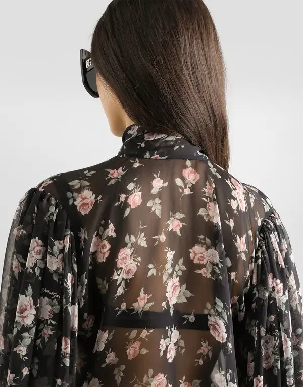 Dolce & Gabbana Vintage Rose-print Chiffon Top