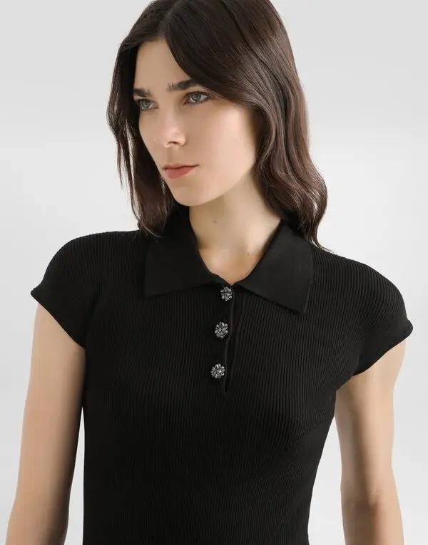Dolce & Gabbana Ribbed Polo Sweater