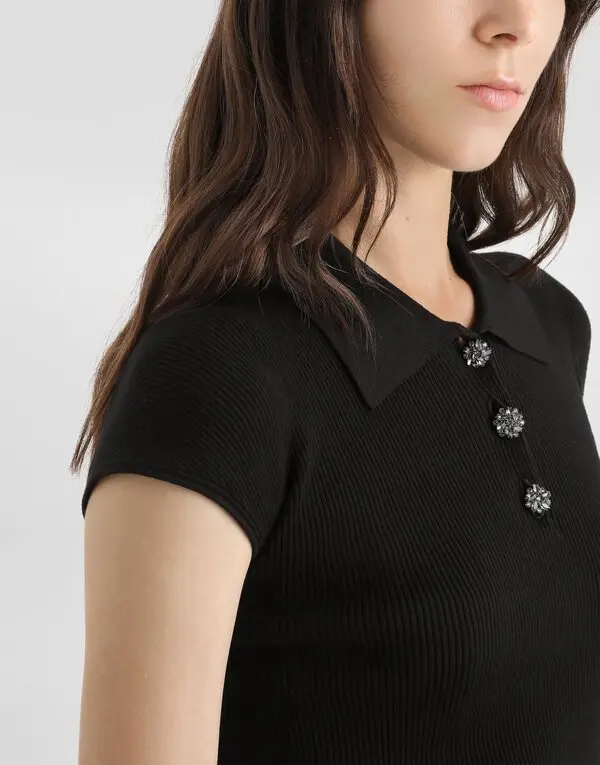 Dolce & Gabbana Ribbed Polo Sweater