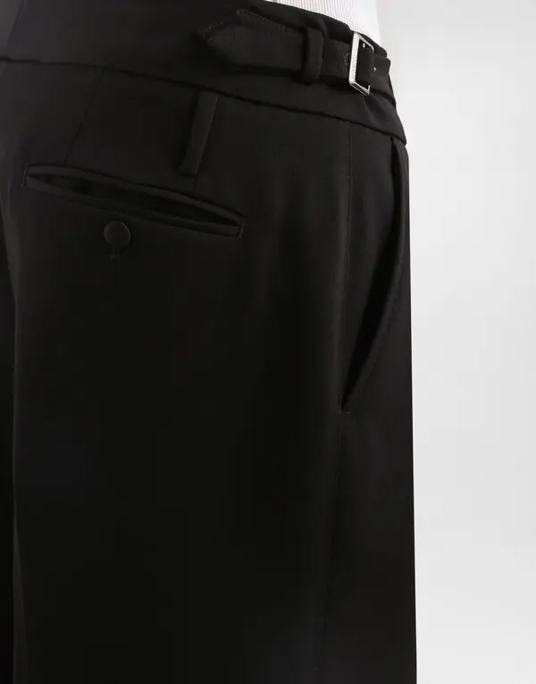 Dolce & Gabbana Wool Gabardine Trousers - Black