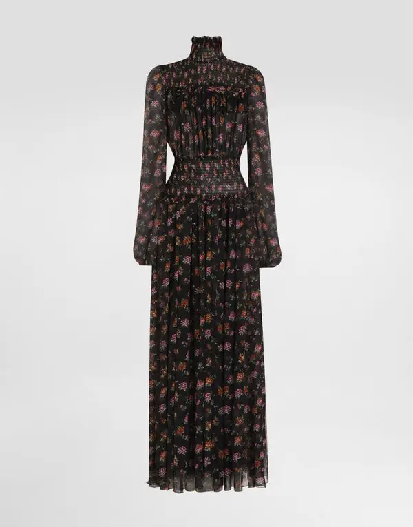 Dolce & Gabbana Floral-print Long Chiffon Dress - Multicolor